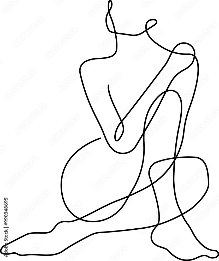 Continuous Single Line Drawing of Woman Silhouette. Female Body ...