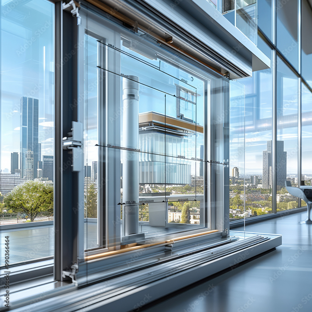 Side-by-side aluminum and PVC window sections, with labels identifying ...