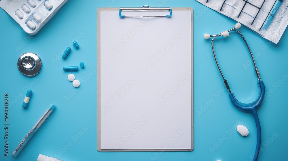 Blank medical clipboard and stethoscope,Treatment plan for a patient ...