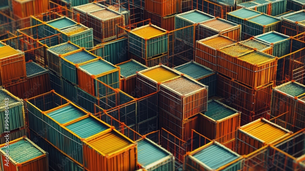 Trade tariffs and restrictions visualized with a maze of fences and ...