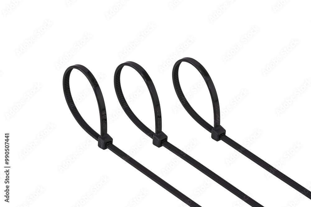 Black Nylon Cable Ties in White Isolated Background | ratchet mechanism ...