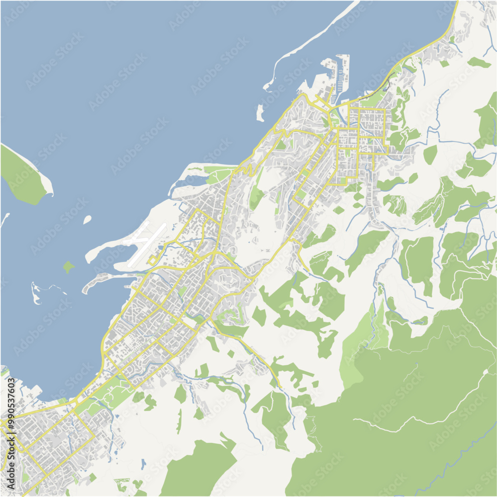 Vector de Stock Map of Nelson in New Zealand in a normal road map style ...