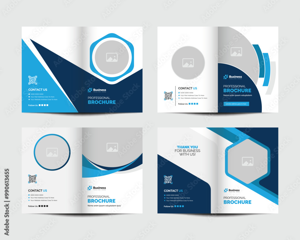 Blue color accent brochure cover template bundle layout design for ...