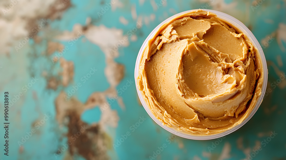 Creamy peanut butter spread top view commercial advertising photo Stock ...