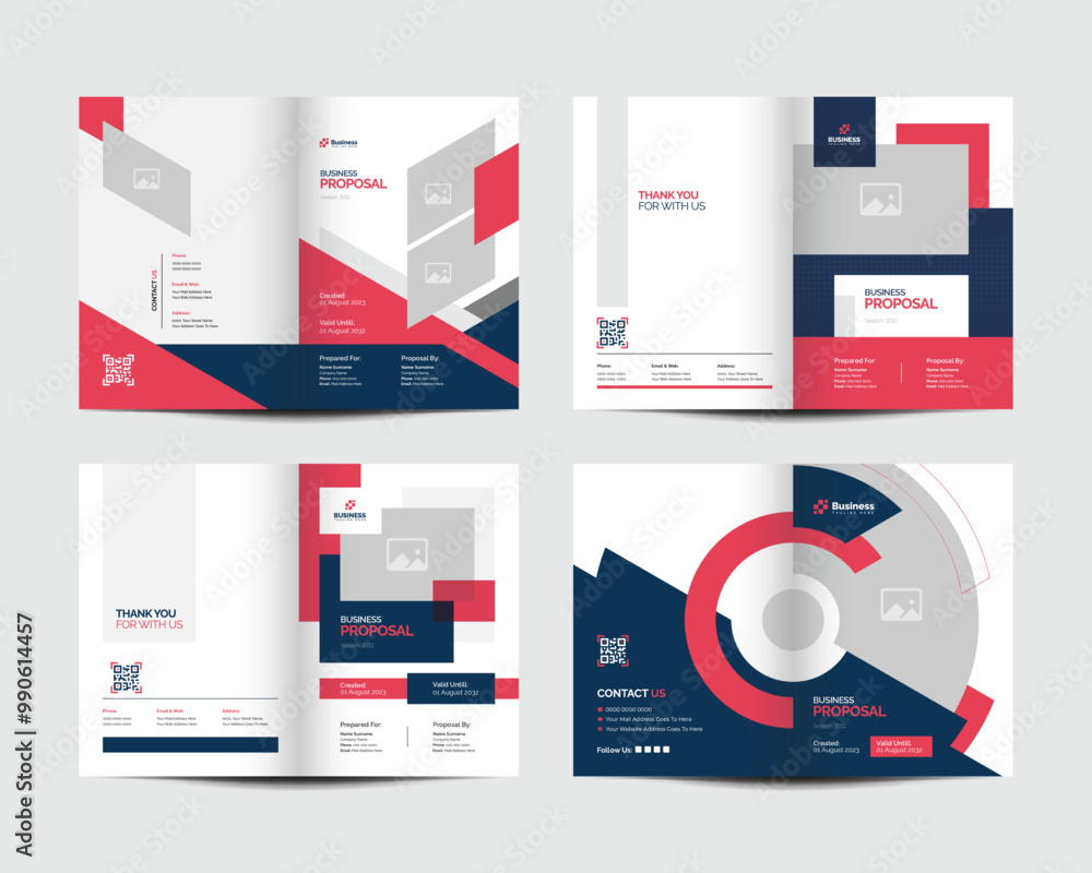 Simple and clean business proposal brochure cover template bundle ...