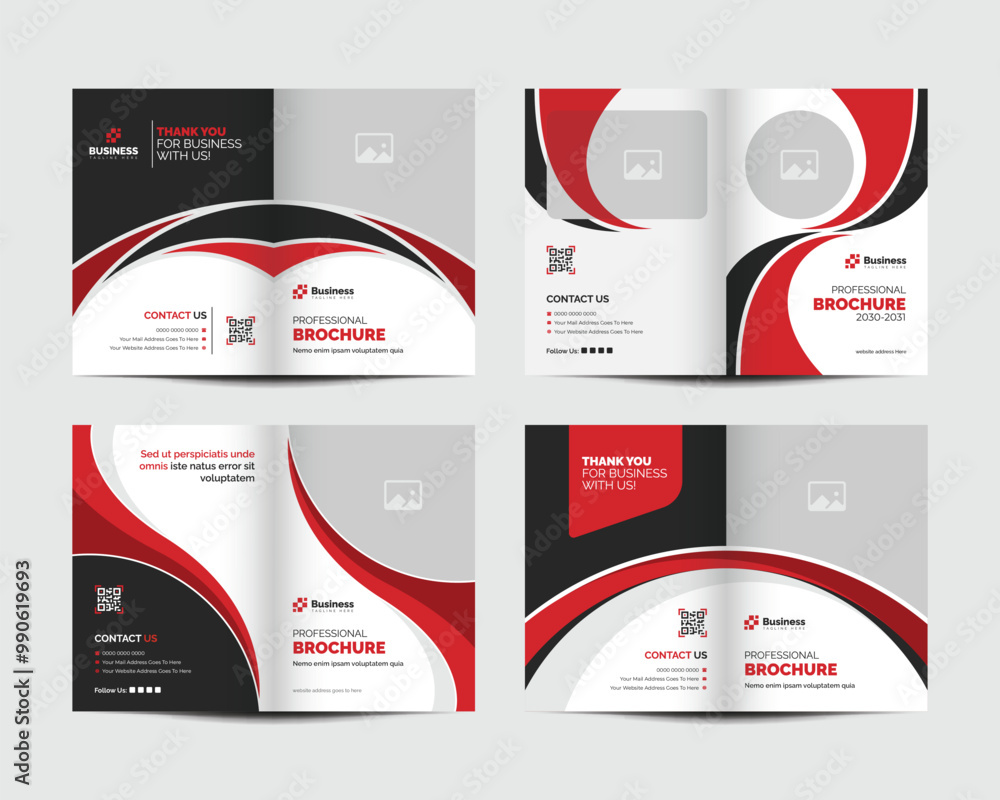 Wavy brochure cover template bundle layout design for using multipurpose such as annual report ...