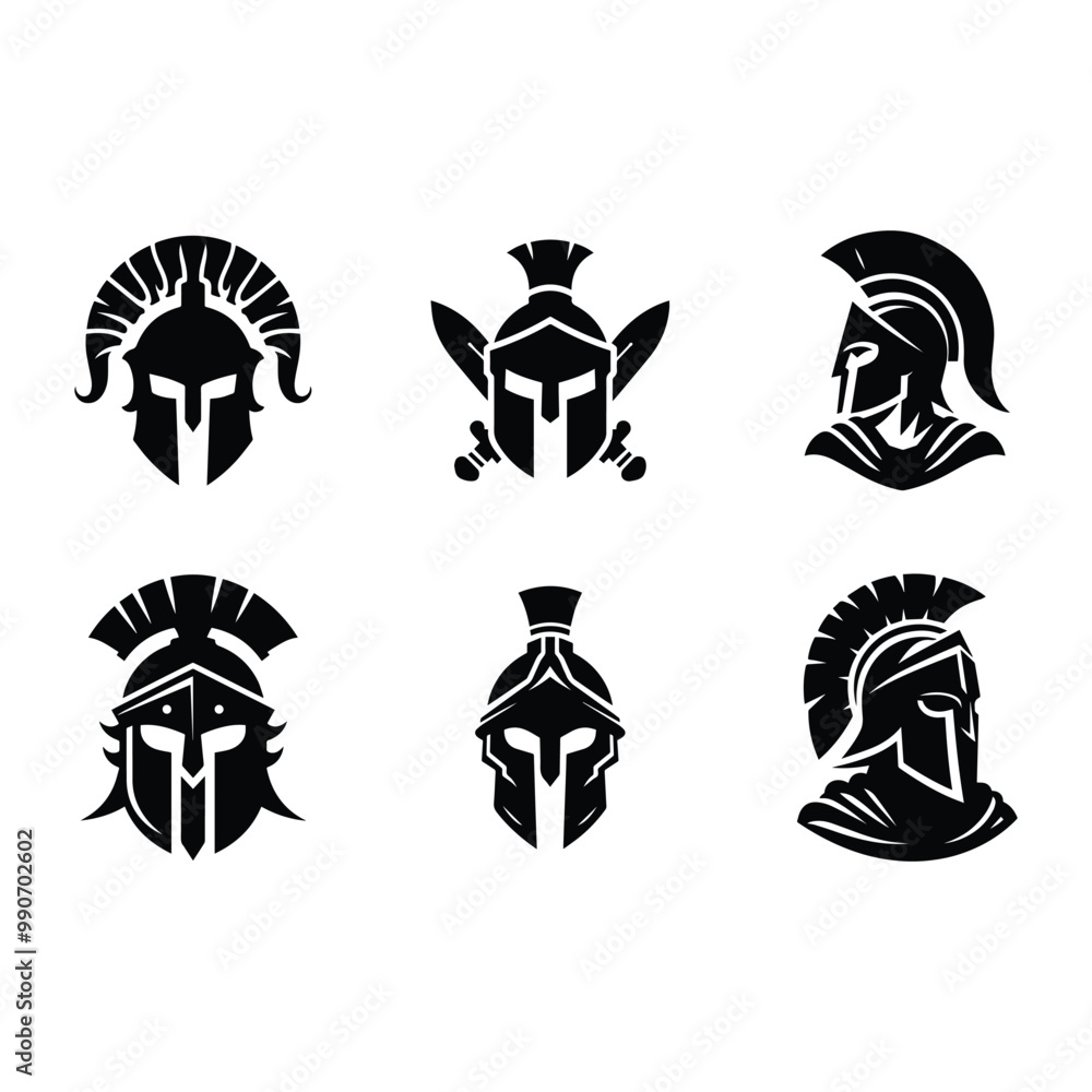 collection set helm of Gladiator Spartacus warior vector Stock Vector ...