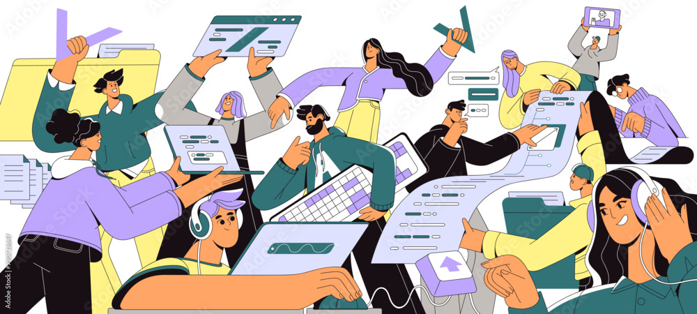 Software Development Teamwork Programmers Work Together Engineer Team Programming Coding With