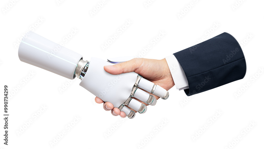 PNG Robot png handshake human, collage element, transparent background ...