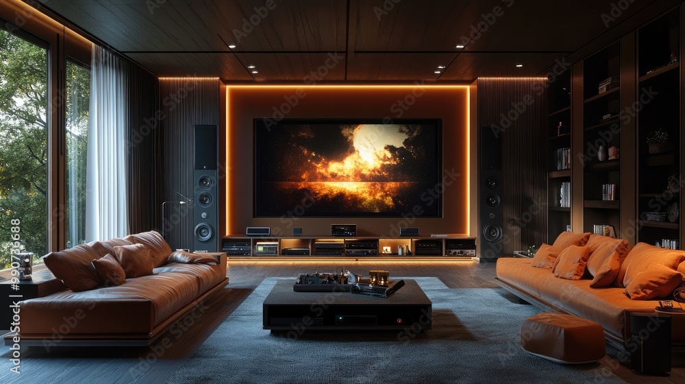 Modular entertainment center with adjustable shelves, hidden cable ...