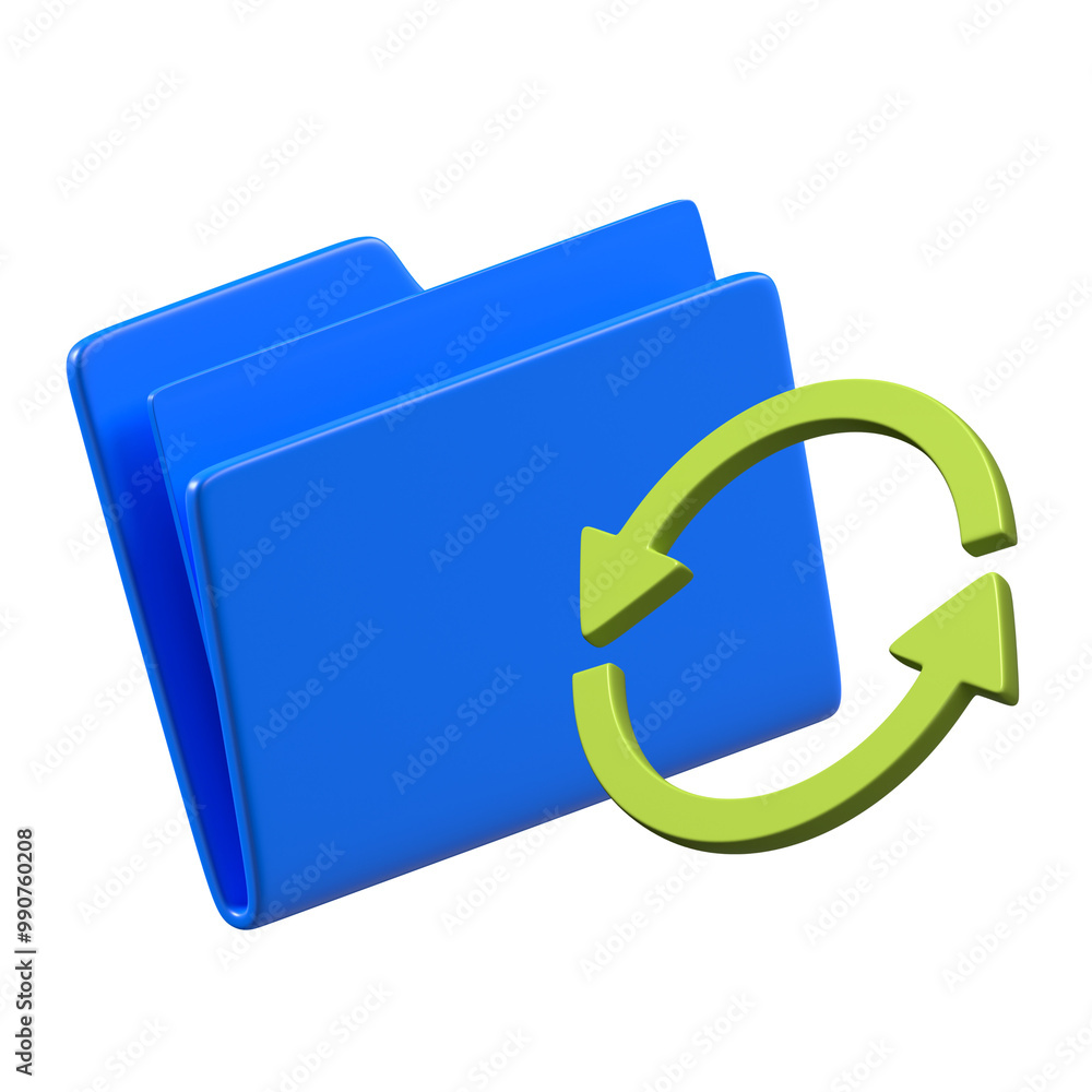 Sync folder icon png sticker, 3D business illustration, transparent ...