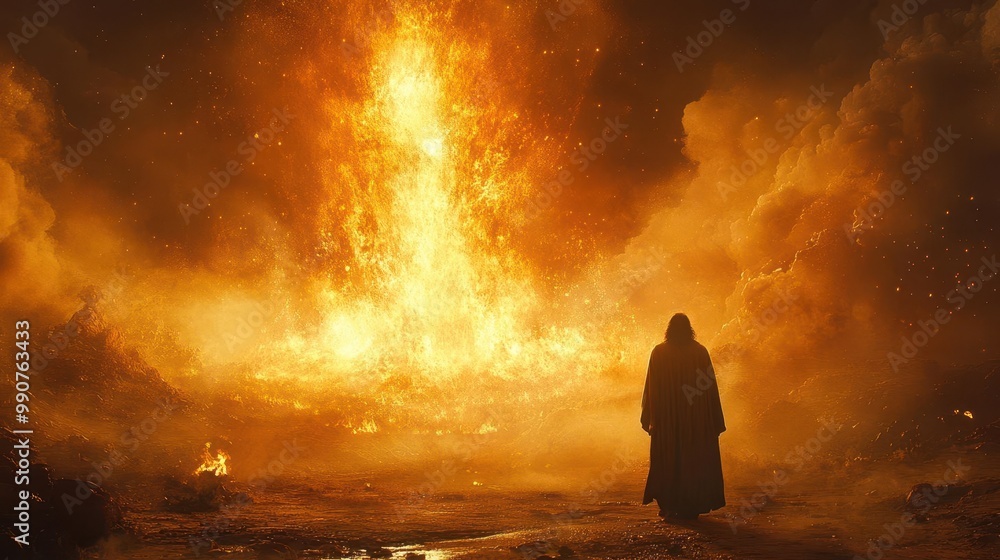 dramatic biblical scene depicting moses facing a vibrant mystical ...