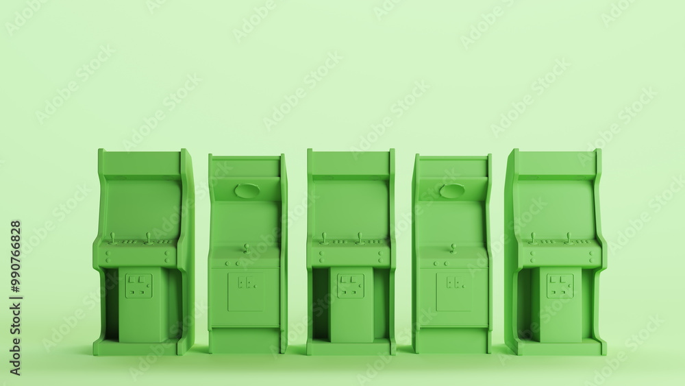 Green 1980s retro arcade machines vintage video gaming pale mint green ...