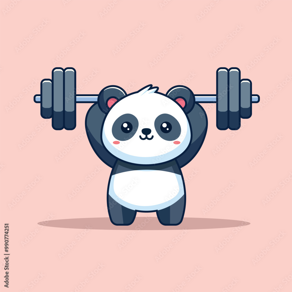 Cute Panda Lifting Barbell Gym Fitness Cartoon Vector Icon Illustration ...