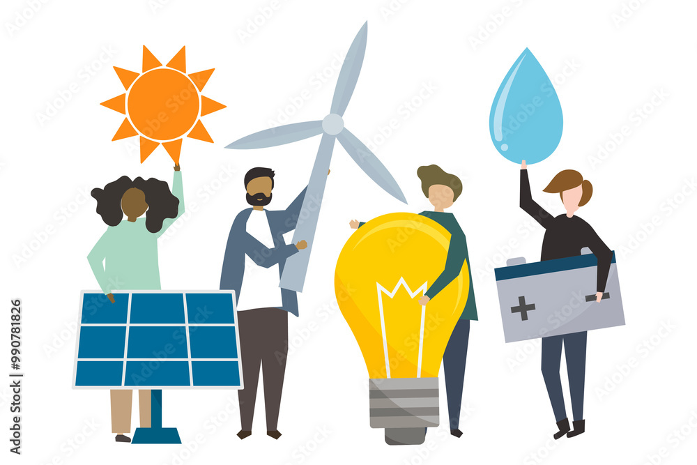 People supporting renewable energy png clipart, environment avatars ...