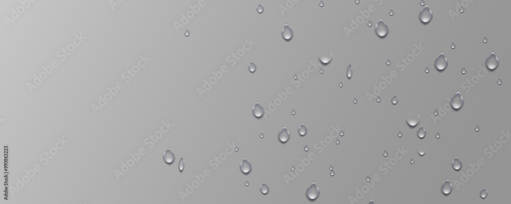 Rain transparent drops flow down the glass.Realistic wet condensation ...