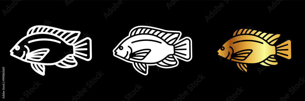 Tilapia Icon, A freshwater fish widely farmed for its mild taste and ...