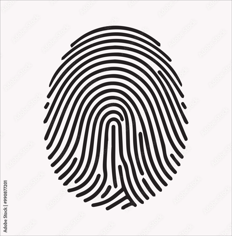 biometric Fingerprint vector silhouette on a white background Stock ...