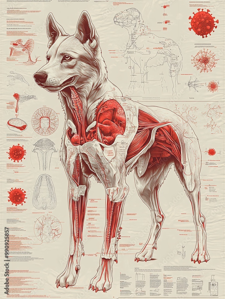 an educational poster for World Rabies Day showing the anatomy of a dog ...