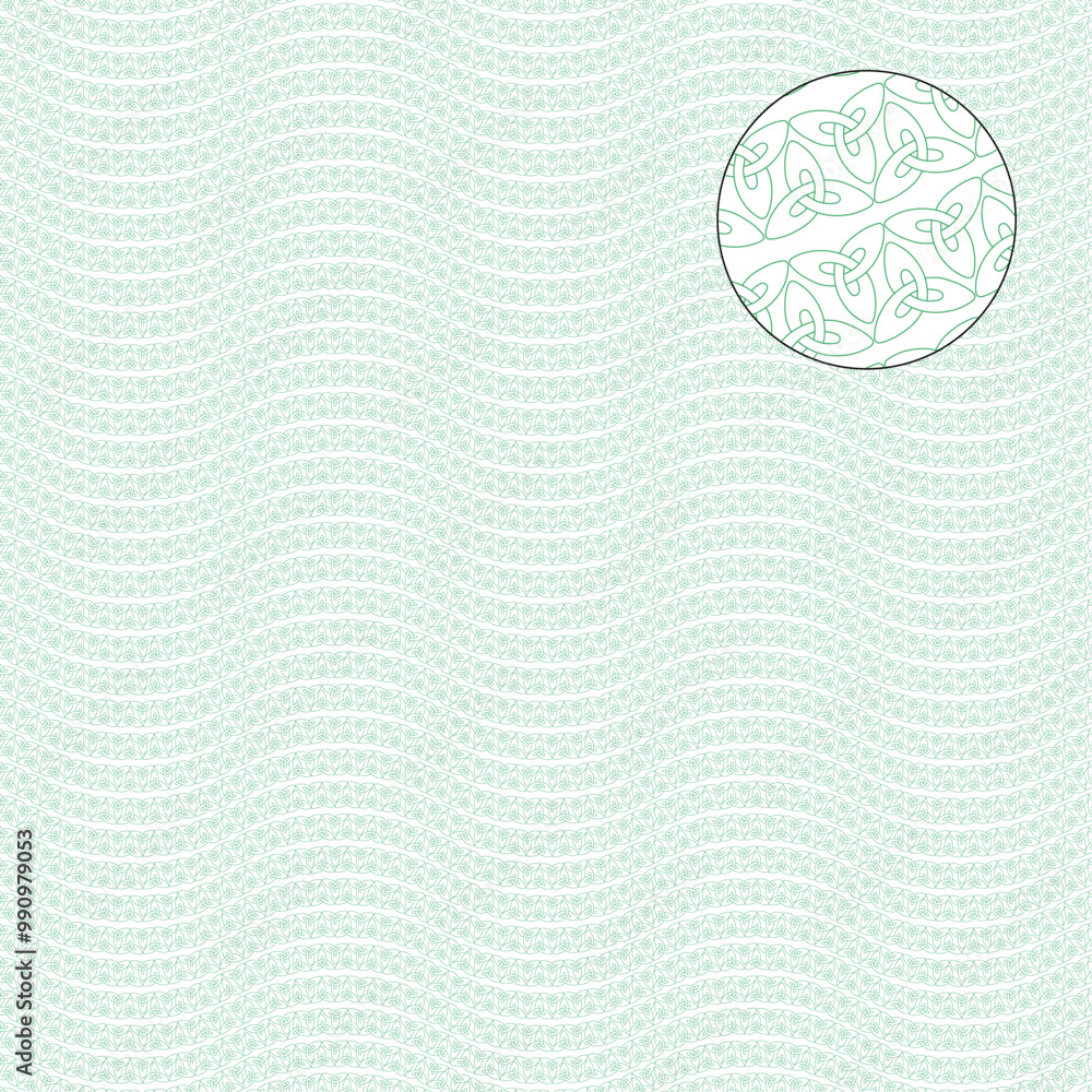 Decorative wavy vector guilloche background grid with Celtic triple ...