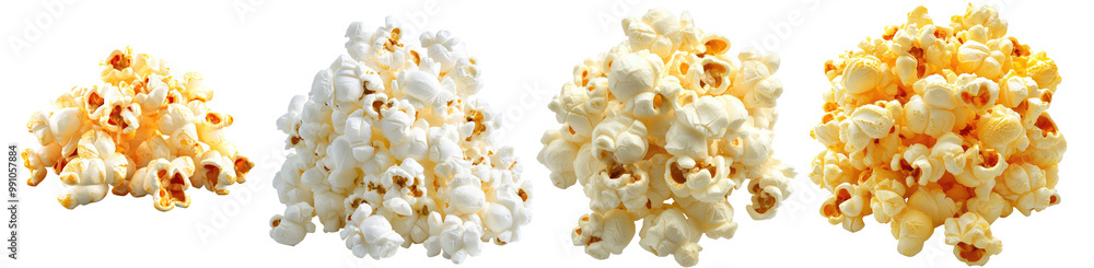 Puffed corn kernels popcorn on transparent cutout background, PNG file ...