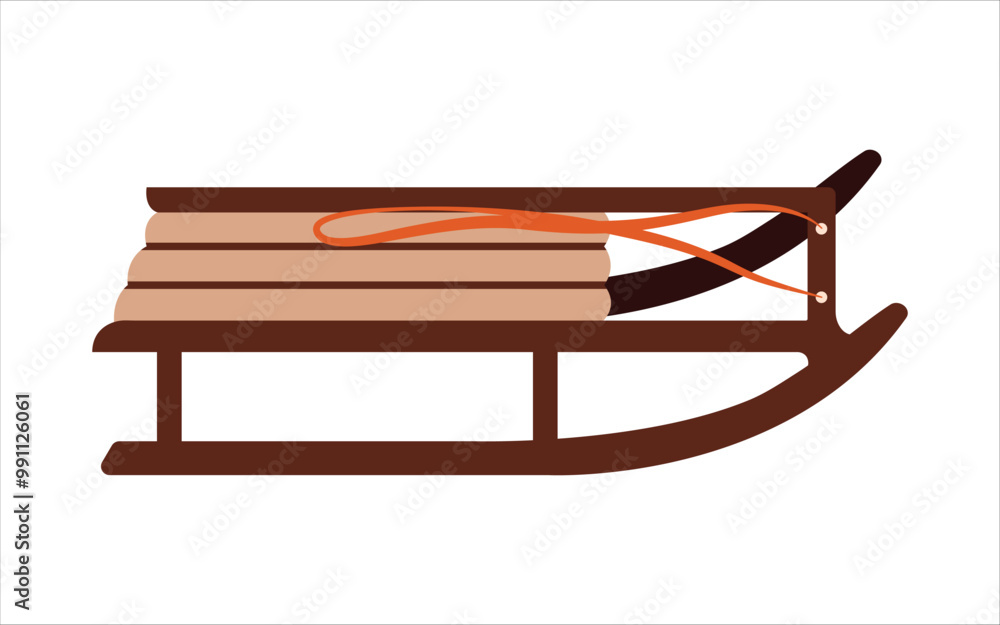 Vector illustration of wood sledge. Equipment for active leisure ...