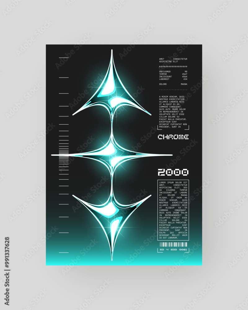 Futuristic Abstract Cyberpunk Poster Design. Y2K Neon-lit geometric ...