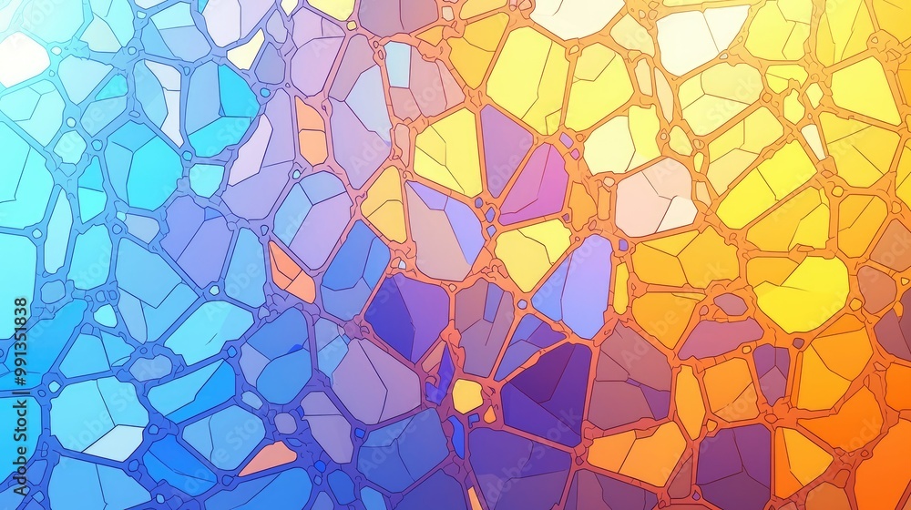 Colorful stained glass voronoi painting featuring irregular cell ...