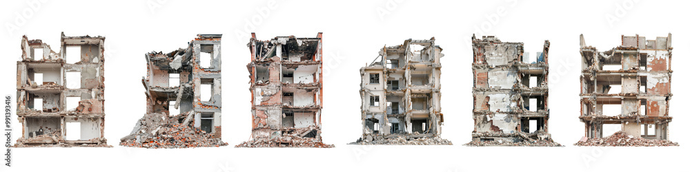 Collection of a demolished and war-bombed building, showcasing the ...