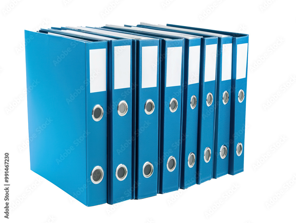 Stack of Blue Binders for Office Organization, Against A Transparent ...