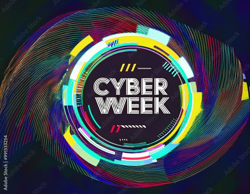 Innovative visual layout for cyber week sales. Circular design for ...