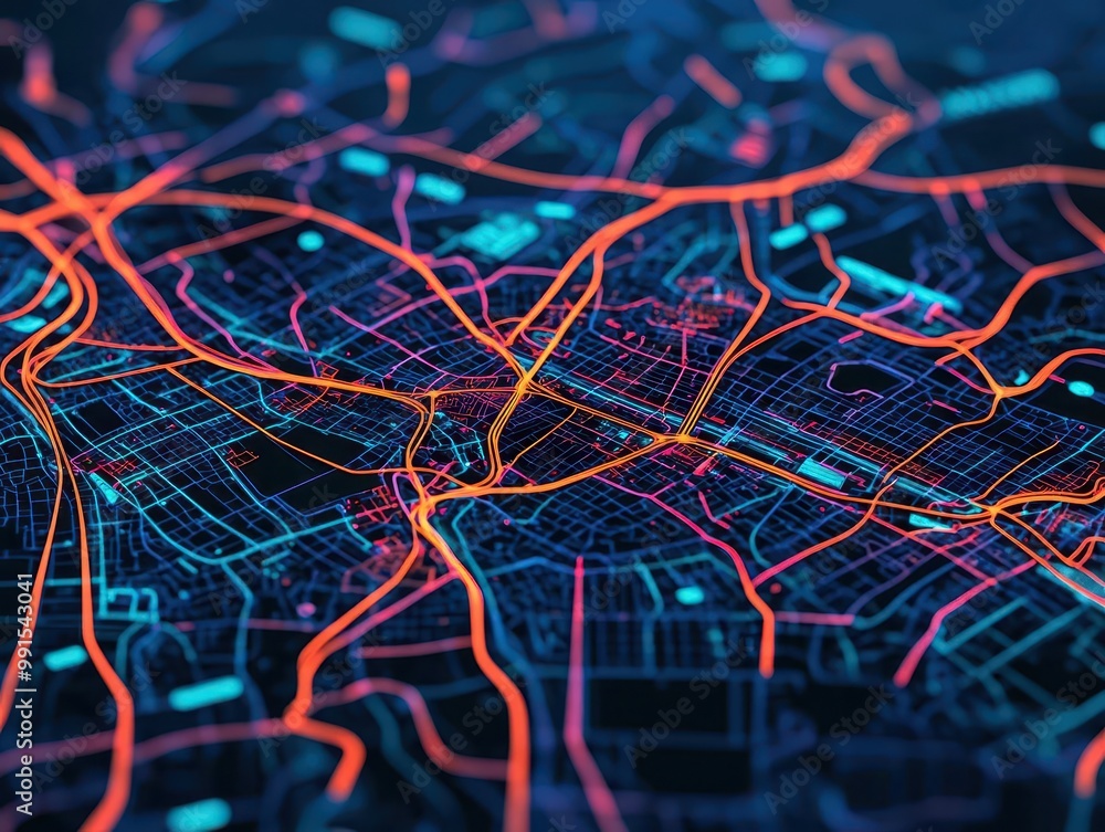 Smart city map showing real-time pollution levels and traffic data ...