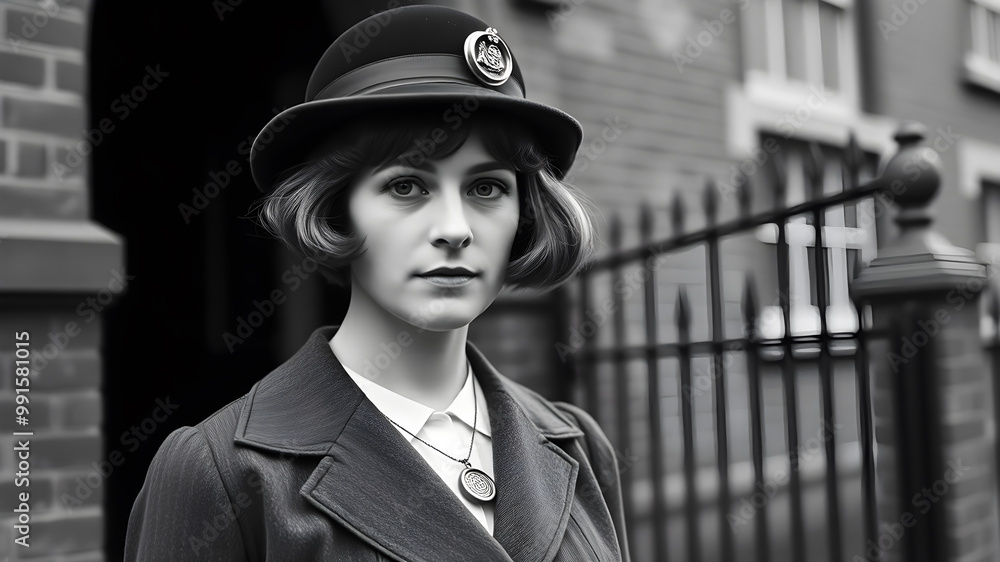 Ilustración de Stock 1920's black and white photograph of a 40 year old ...