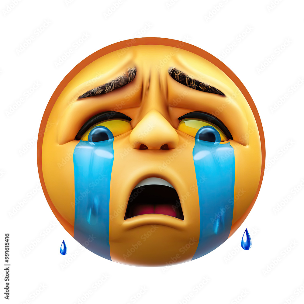 Sad emoji crying tears Stock Illustration | Adobe Stock