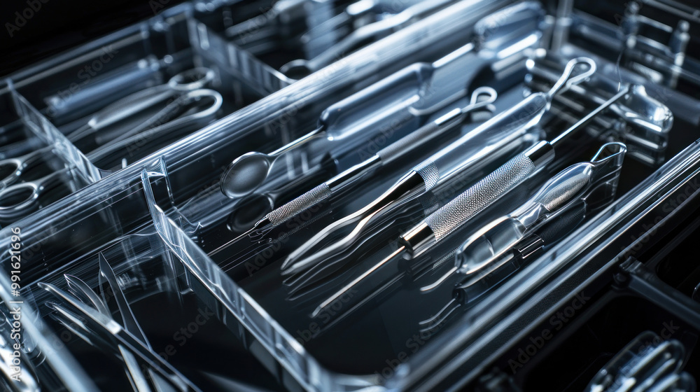 A set of surgeon tools that are transparent, allowing the surgeon to ...