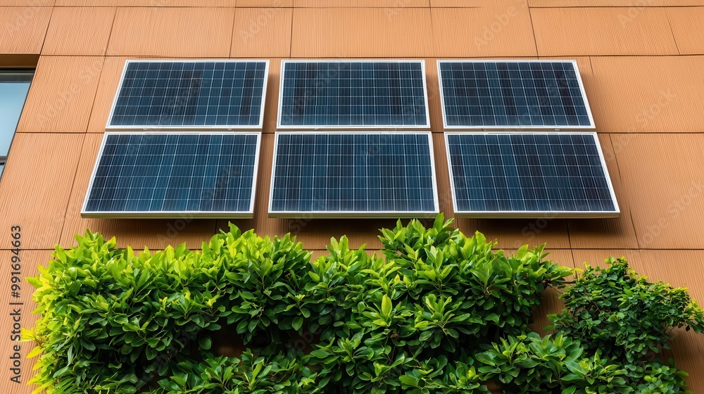 Multi-use building with a facade of solar panels and integrated green ...