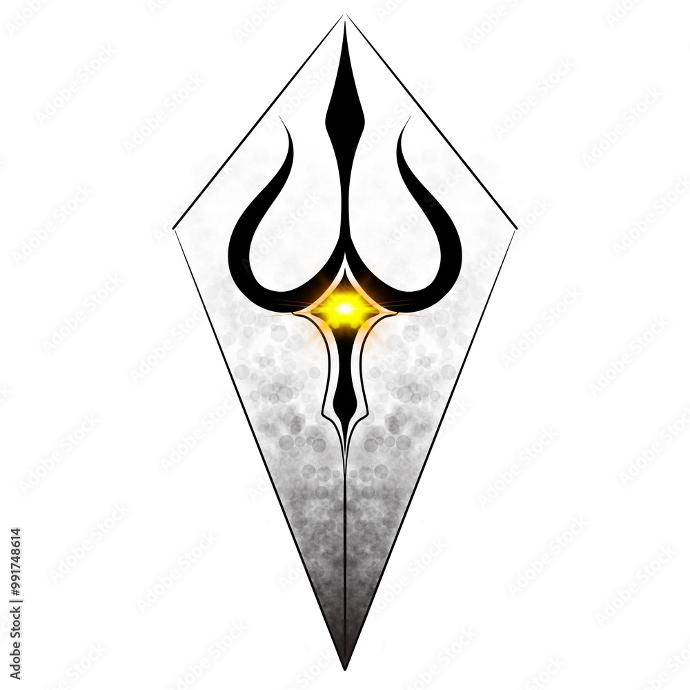 Trident in diamond shape outline tattoo art background design Stock ...