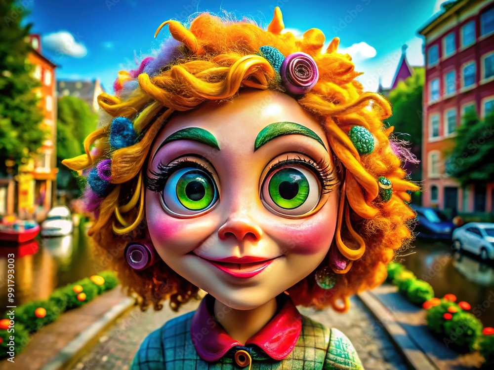 Whimsical Big Cartoon Eyes with Expressive Features on Colorful ...