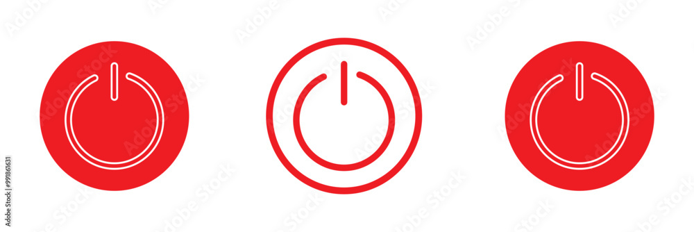 Button on off icon set. Power Turn off switch vector symbol in a black ...