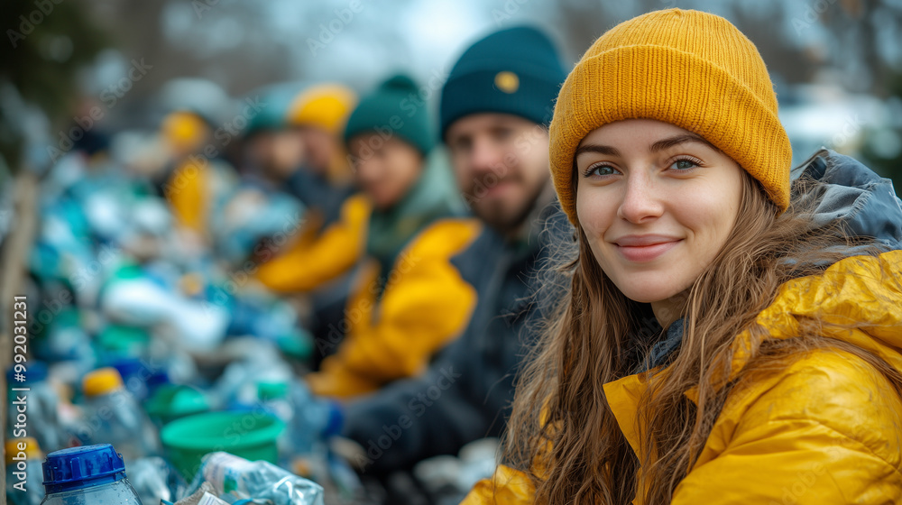 Volunteers at a landfill separating recyclable materials from general ...