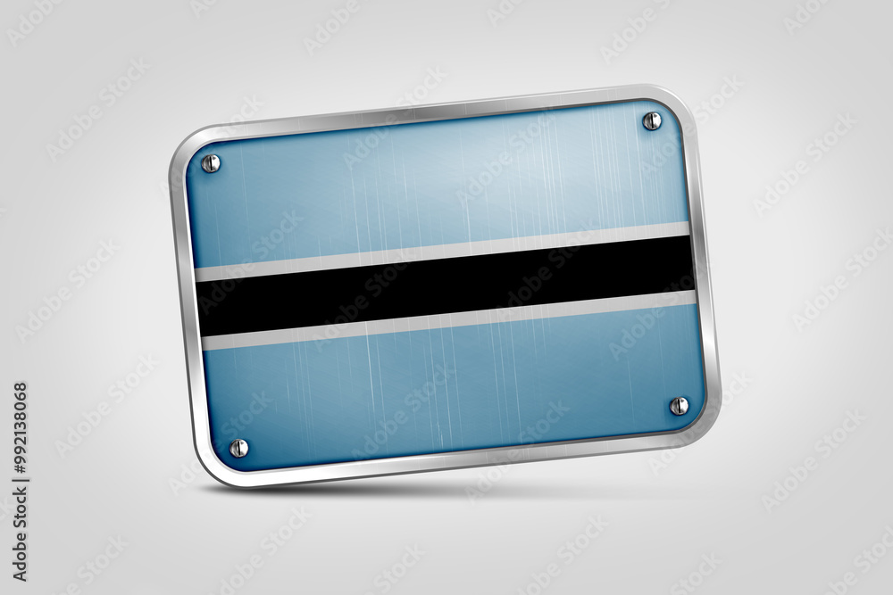 Silver plate With Botswana Flag Embossed. Flag Fixed in Silver Plate ...