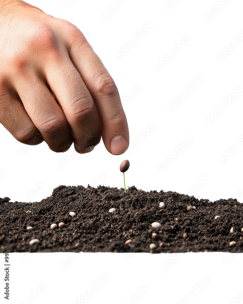 Hand planting a seed in rich soil for growth Stock Illustration | Adobe ...