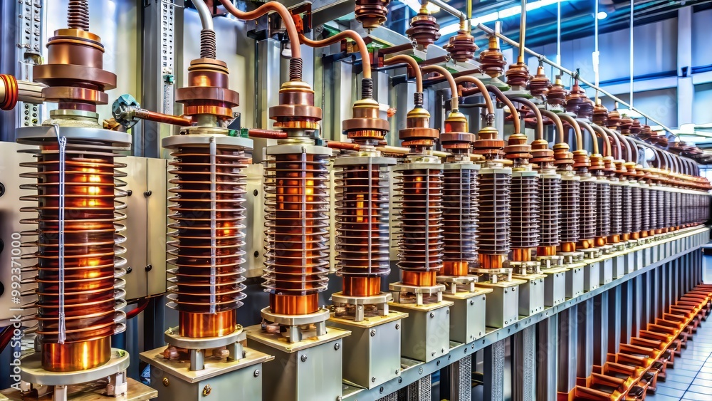 High-voltage capacitor bank consisting of multiple units connected in ...