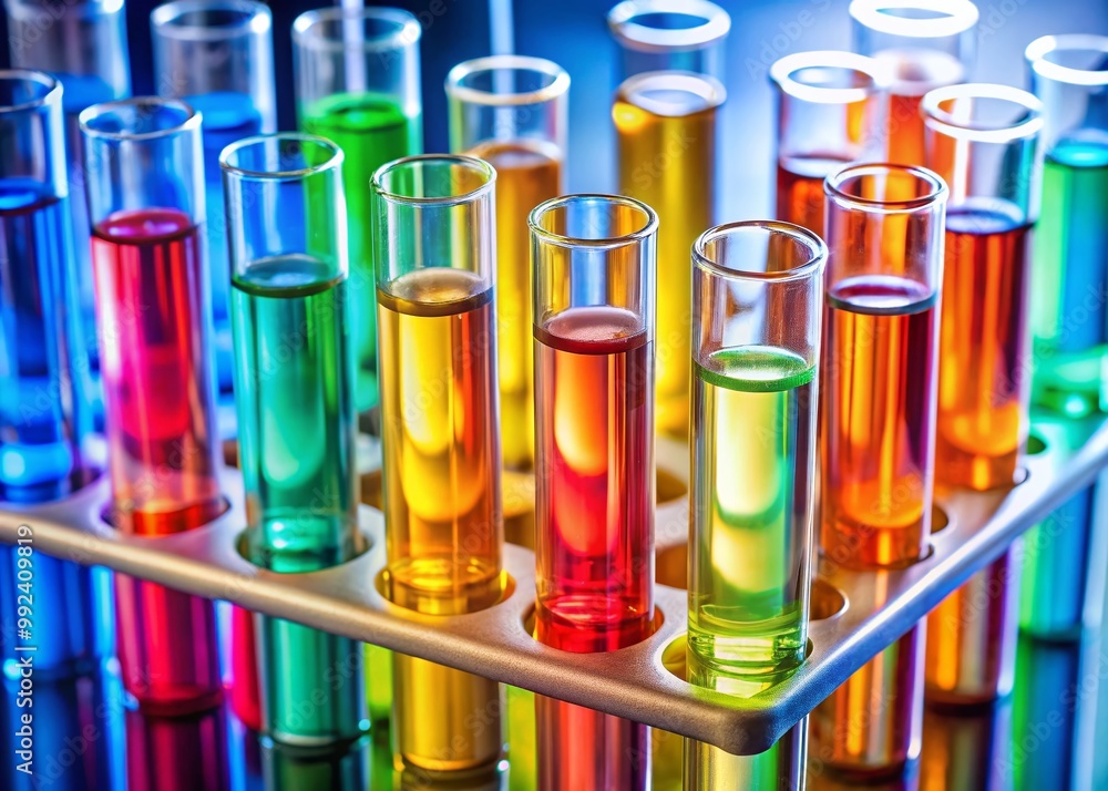 Color-coded lipid profile test tubes for laboratory analysis of ...