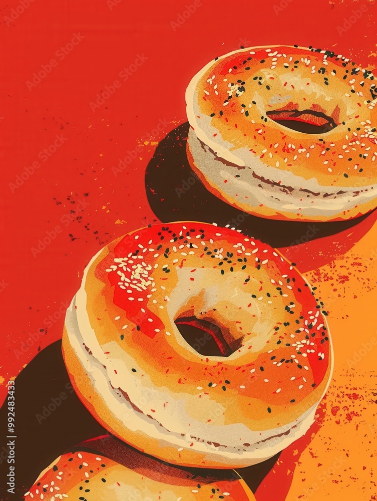 Bagels flat design worm's-eye view food theme anime animation Split ...