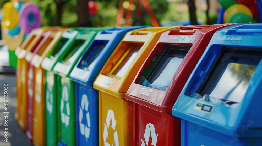 Electronic recycling bins for different types of e-waste. Stock Photo ...