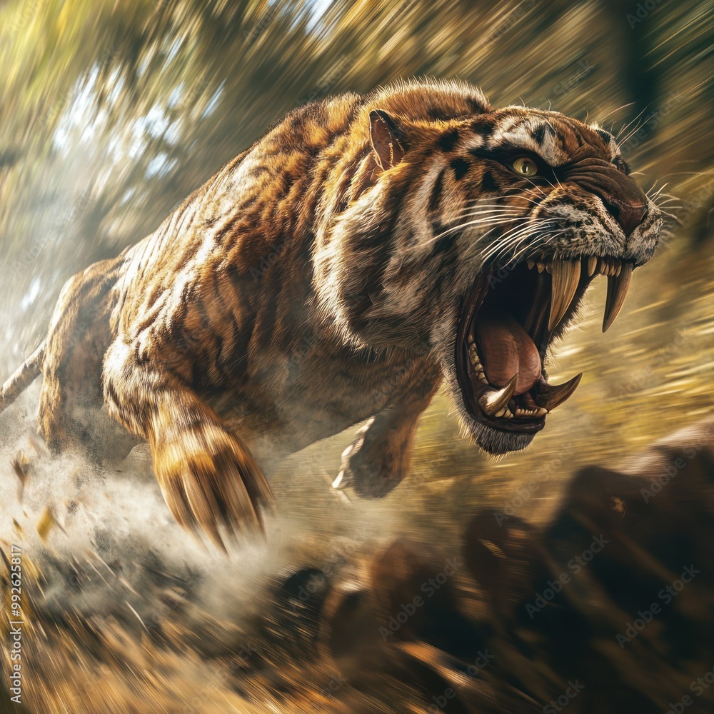 Ancient feline: The saber-toothed tiger, an iconic and extinct predator ...