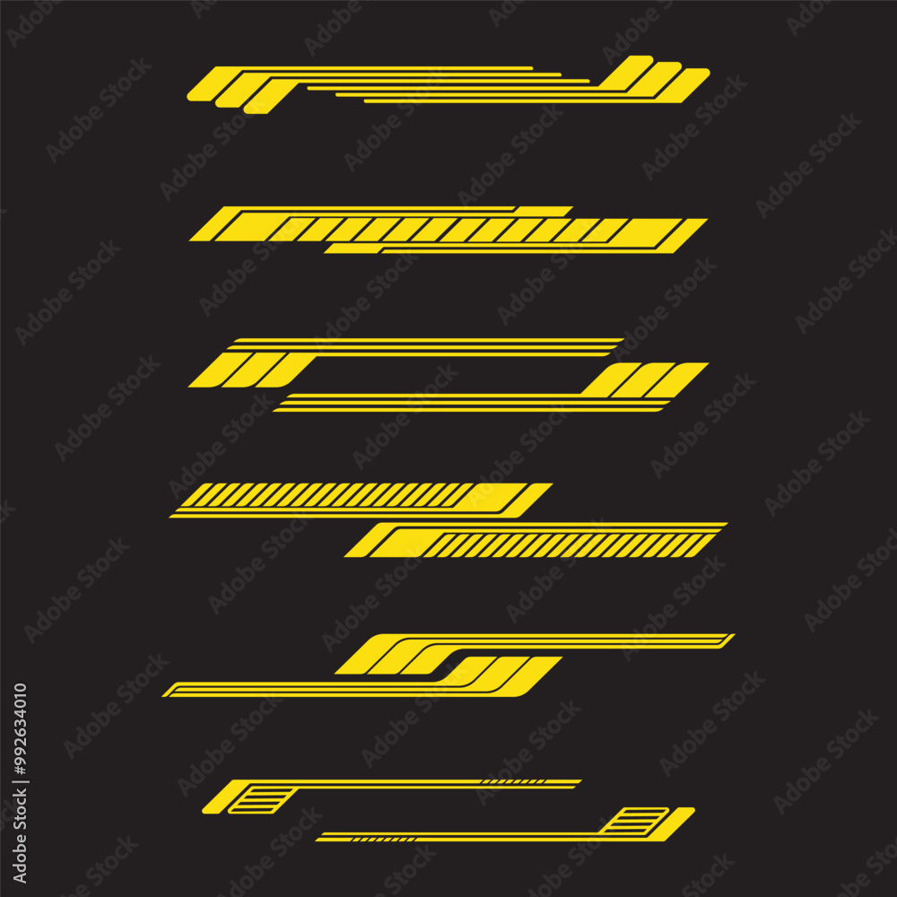Race yellow decal set Stock Vector | Adobe Stock