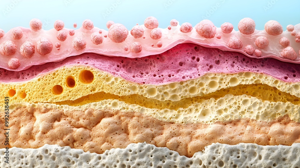 Detailed skin layers during acne treatment Cross-section of skin ...