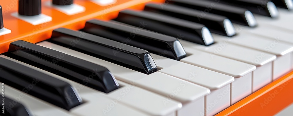 piano keys highlighting the contrast between black and white keys on a ...